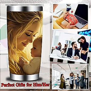 FOCIUZTA 20oz Golden Hair Smile Cute Warm Tumbler with lid, Travel Coffee Cup, Ideal for Easter, Mother Day, and birthday gifts