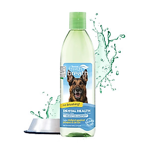 TropiClean Fresh Breath Plus Prebiotics for Digestive Support | Dog Breath Water Additive | Dental Care | Dog Breath Freshener | Simple Pet Teeth Cleaning | Made in USA | 16 oz