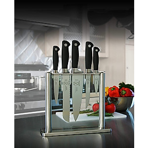 Mercer Culinary M20000 Genesis 6-Piece Forged Knife Block Set, Tempered Glass Block