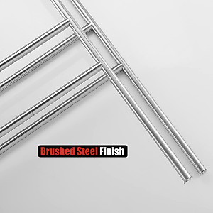 JQK Bath Towel Holder Stand Brushed, 30 Inch Free Standing Double Towel Rack Shelf for Bathroom Floor, Brushed Steel, BTH100L30-WN