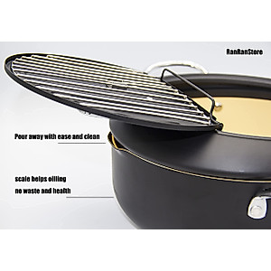 Cyrder Japanese Deep Fryer Pot with Fahrenheit Thermometer 3.5L- Nonstick Coating Fryer, Fried Tempura/Chicken/Fish/Shrimp/Meat Ball, Black 10inch