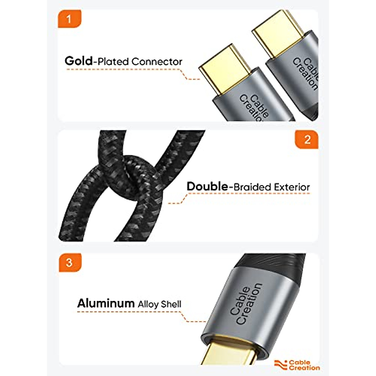 CableCreation Short USB C to USB C Cable, Type C Fast Charging USB C Cable 0.8FT, Double-Braided Exterior Compatible with Galaxy S22 Ultra S22 S21 S20 Note 20, MacBook, iPad Mini 6, iPad Pro 2020