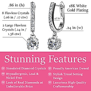 Cate & Chloe Mckenzie 18k White Gold Plated Dangle Earrings | Women's Drop & Dangle Earrings With Crystals, Horseshoe Dangling Earrings, Silver Earrings For Women, Hypoallergenic Earrings Earring Set