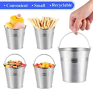 Toyvian Metal Buckets Mini Tinplate Bucket,4 Inch Metallic Pails with Handle for Party Favors, Candy, Votive Candles, Trinkets, Small Plants,12 Pieces