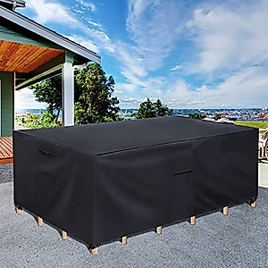 Rosoenvi Patio Furniture Covers, 600D Outdoor Furniture Covers Waterproof, Patio Covers for Outdoor Furniture, Table and Chair Set Covers for Rainy, Snowy and Sunny, 108 x 82 x 27.8 Inch