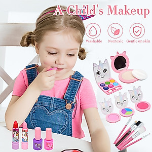 Aimidola Kids Makeup Kit for Girl - Washable Non Toxic Kid Make Up Toys, Little Girls Play Makeup Set, Kids Toy for Toddlers Children Princess, Christmas Birthday Gift for 4 5 6 7 8 9 10 Year Old Girl