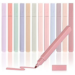 LABUK 12pcs Highlighters Aesthetic Pastel Cute Highlighter, Bible Highlighters and Pens No Bleed, with Assorted Colors, Dry Fast Easy to Hold for Journal Bible Planner Notes School Office Supplies