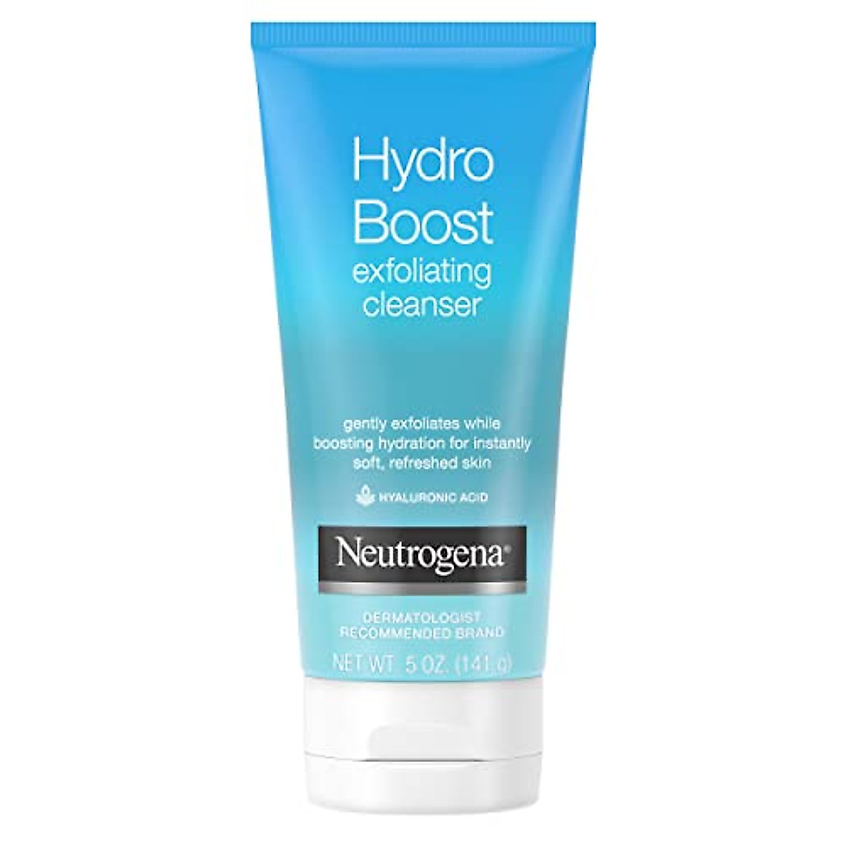 Neutrogena Hydro Boost Gentle Exfoliating Daily Facial Cleanser with Hyaluronic Acid, Clinically Proven to Increase Skin's Hydration Level, Non-Comedogenic Oil-, Soap- & Paraben-Free, 3 x 5 Oz