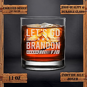 NeeNoNex Let's Go Brandon - Laser Engraved Whiskey Glass Funny and Sarcastic Design for Republicans Conservative Gift
