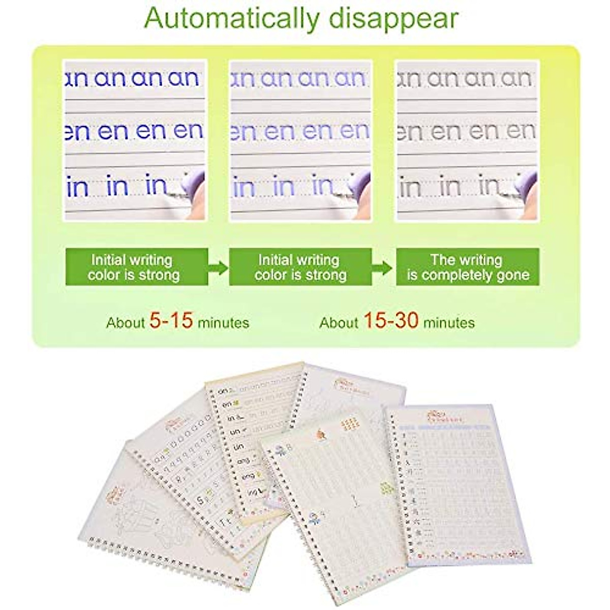 Magic Practice Copybook, Reusable Practice Calligraphy Tracing Book Set with Chinese, English, Painting, Spelling, Digital, Math