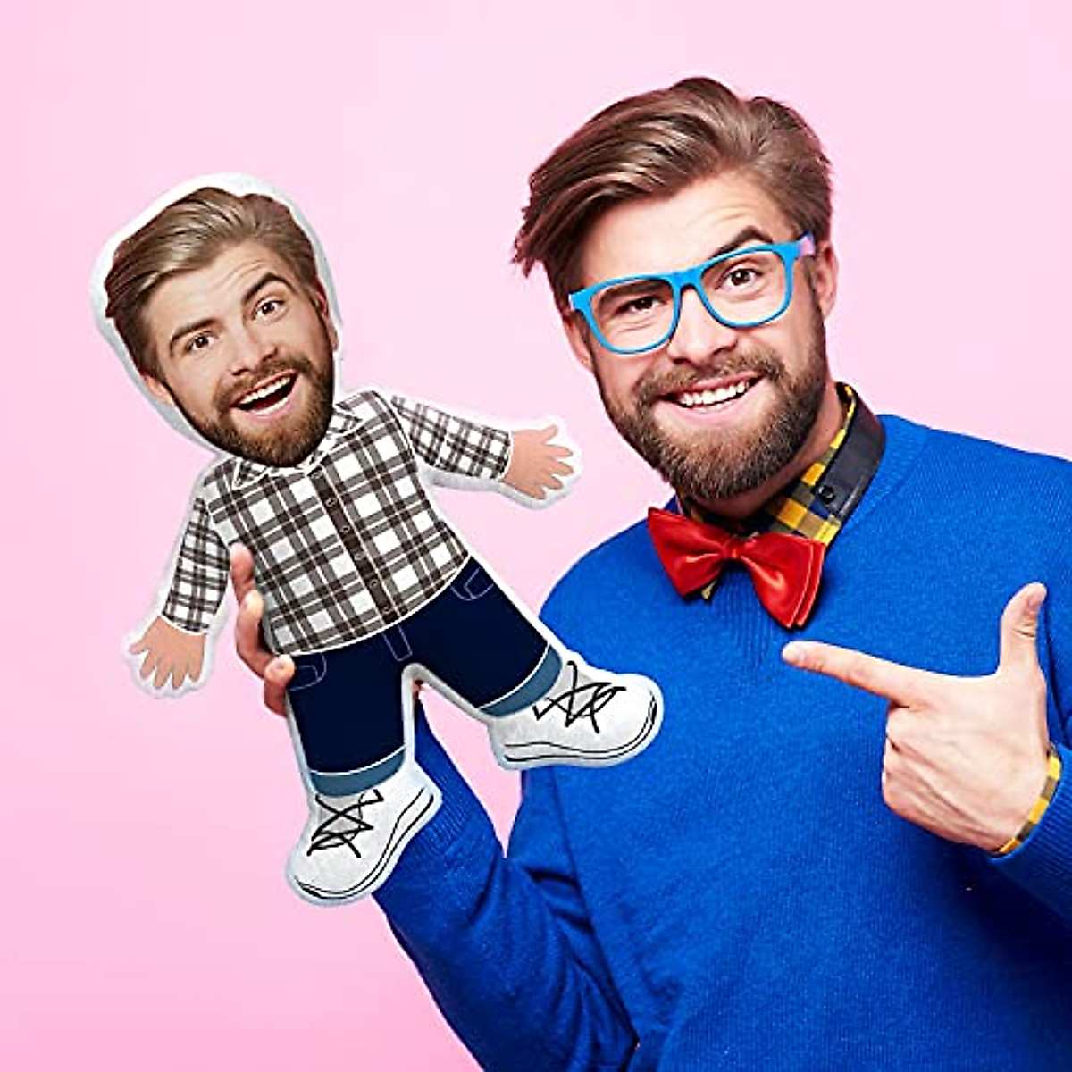 SOUFEEL Custom Face Pillow Cute Personalized Kid‘s Photo Plush Stuffed Pillow Buddy Toys Super Memory Foam Funny Soft Hugging Dog Pillow Creative Gifts for Boys Girls Dad Mom Bed Sofa Home Decor