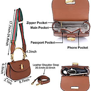 Crossbody Top Handle Handbag Crossbody Bag For Women Lightweight Leather Bamboo Top handle Crossbody bag Women Handbag Bamboo Fashionable Casual Satchel Handbag Shoulder Bag