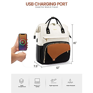 LOVEVOOK Laptop Backpack for Women 15.6 Inch Travel School College Backpack Nurse Teacher Work Bags Computer Backpack Casual Daypack Purse, Black