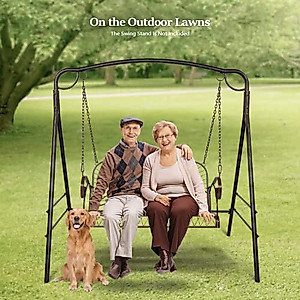 VINGLI Upgraded Metal Patio Porch Swing, 660 LBS Weight Capacity Steel Porch Swing Chair for Outdoors, Heavy Duty Swing Chair Bench for Gardens & Yards (Pattern 3)