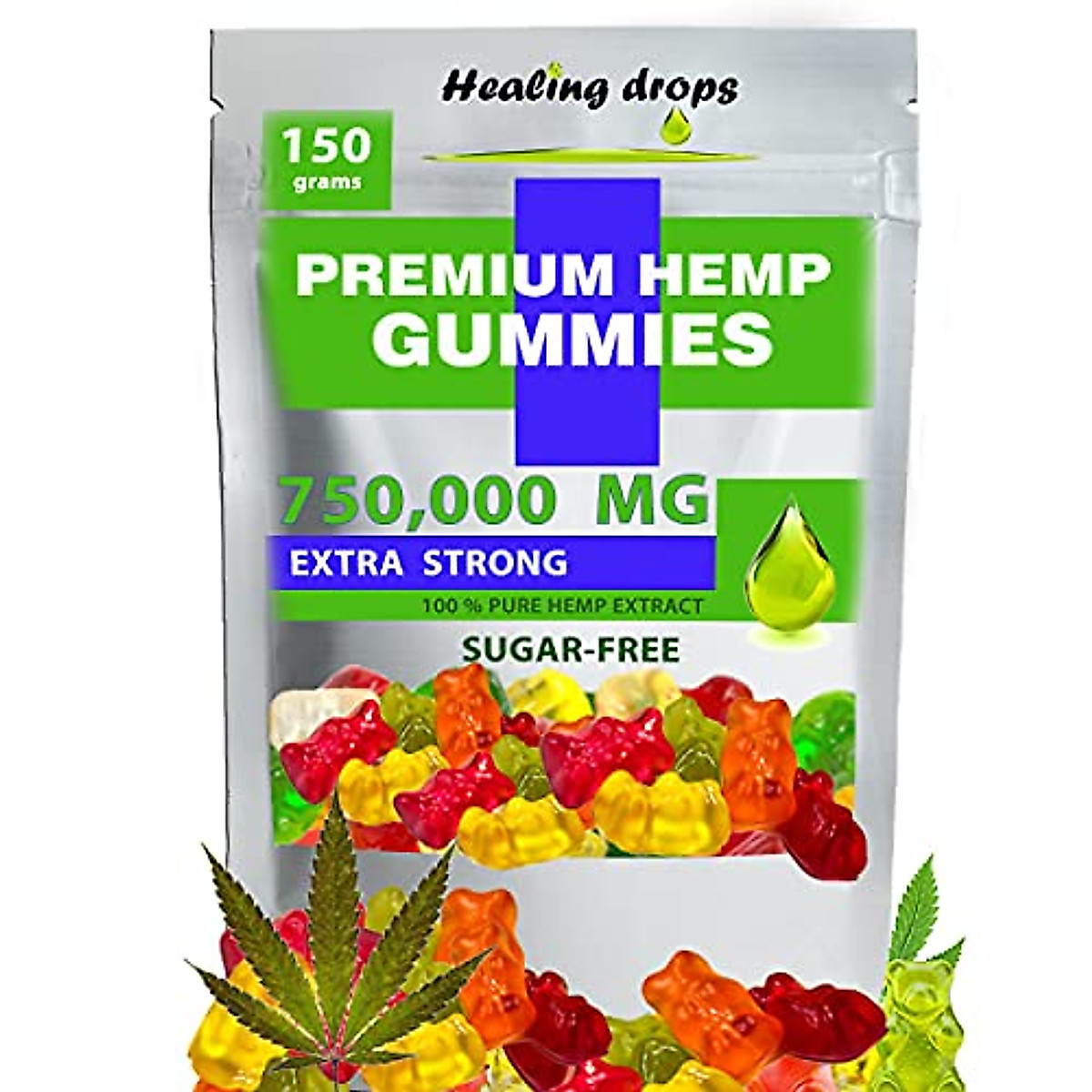 Hemp Gummies 750,000mg Premium Organic Sugar-Free Natural Health Support High Potency Rich in Vitamins B E C D Omega 3 6 9 Super Gummy Bears