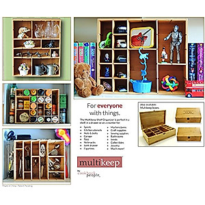 Cookbook People Multikeep Adjustable Shelf - Spice Rack, Floating Shelf, Figurine Shelf, Shadow Box or Drawer Organizer - for Wall Mount, Counter Top, Cabinet or Drawers - Bamboo Wood