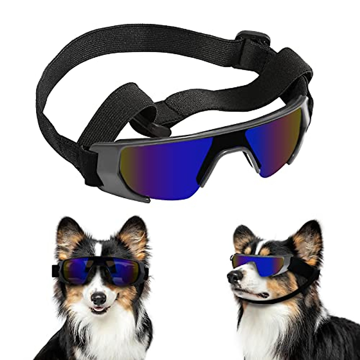 FranyyCo Small Dog Sunglasses UV Protective Glasses with Adjustable Straps, UV400 Certified, High Density Foam Frame, Goggles Windproof Dustproof Anti-Fog Glasses
