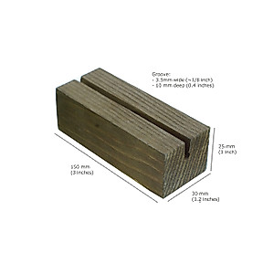 Cedar and Ink Set of 5 Wood Place Card Holders for Table Numbers 1-20, Acrylic Sign Holder or Paper Table Numbers - Rustic Wooden Place Card - Wedding Sign Holder for Reception (Walnut Stain)