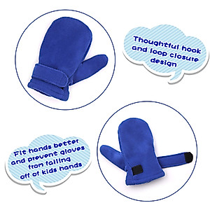 Toddler Infant Winter Mittens Lined with Fleece Easy-on Baby Boy Girls Warm Gloves Outdoor (B-Grey&Navy, M (1-2 Years))