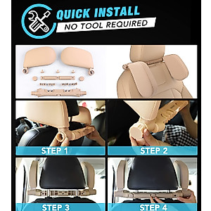 JZCreater Car Headrest Pillow, Head Neck Support Pillow, Car Seat Headrest for Kids, 180° Adjustable U Shaped Car Sleeping Pillow Cushion for Kids Adult (Black)