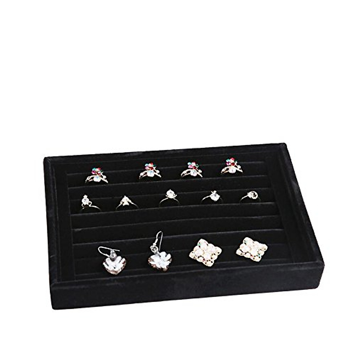 Yosoo Jewelry Ring Earrings Display Box Cufflinks Storage Tray Case Holder Organizer (Black) Jewelry Ring Insert Jewelry Box Ring Holder Inserts