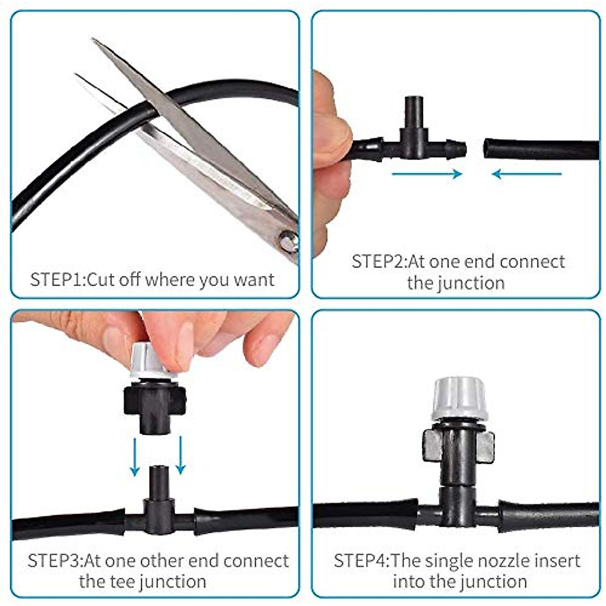 Felicetong 10m Home Garden Patio Misting Micro Flow Drip Irrigation Misting Cooling System with 10pcs Plastic Mist Nozzle Sprinkler for Plant Flower