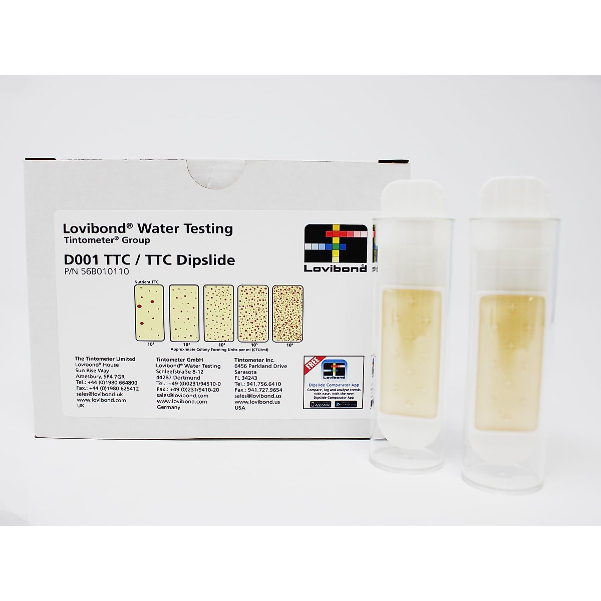 Lovibond 56B010110 Dipslide: D001 TTC/TTC, Total Viable Count (TVC) in Waters and Surfaces, 10/pk