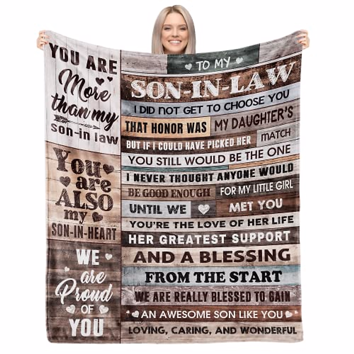 Merry Carve Son in Law Gifts from Mother in Law to My Son Blankets in Bulk for Wedding Christmas Birthday for Son in Law from Mother Father in Law Throw Blanket 60"*50"