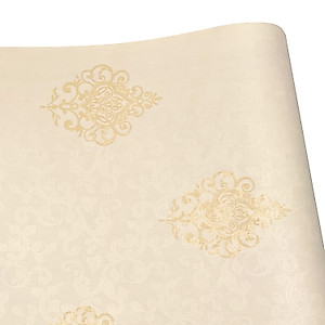 Yifely Light Beige Damask Shelf Liner Easy to Apply Furnitrue Coutertop Decor PVC Paper Self-Adhesive 17.8 Inch by 9.8 Feet