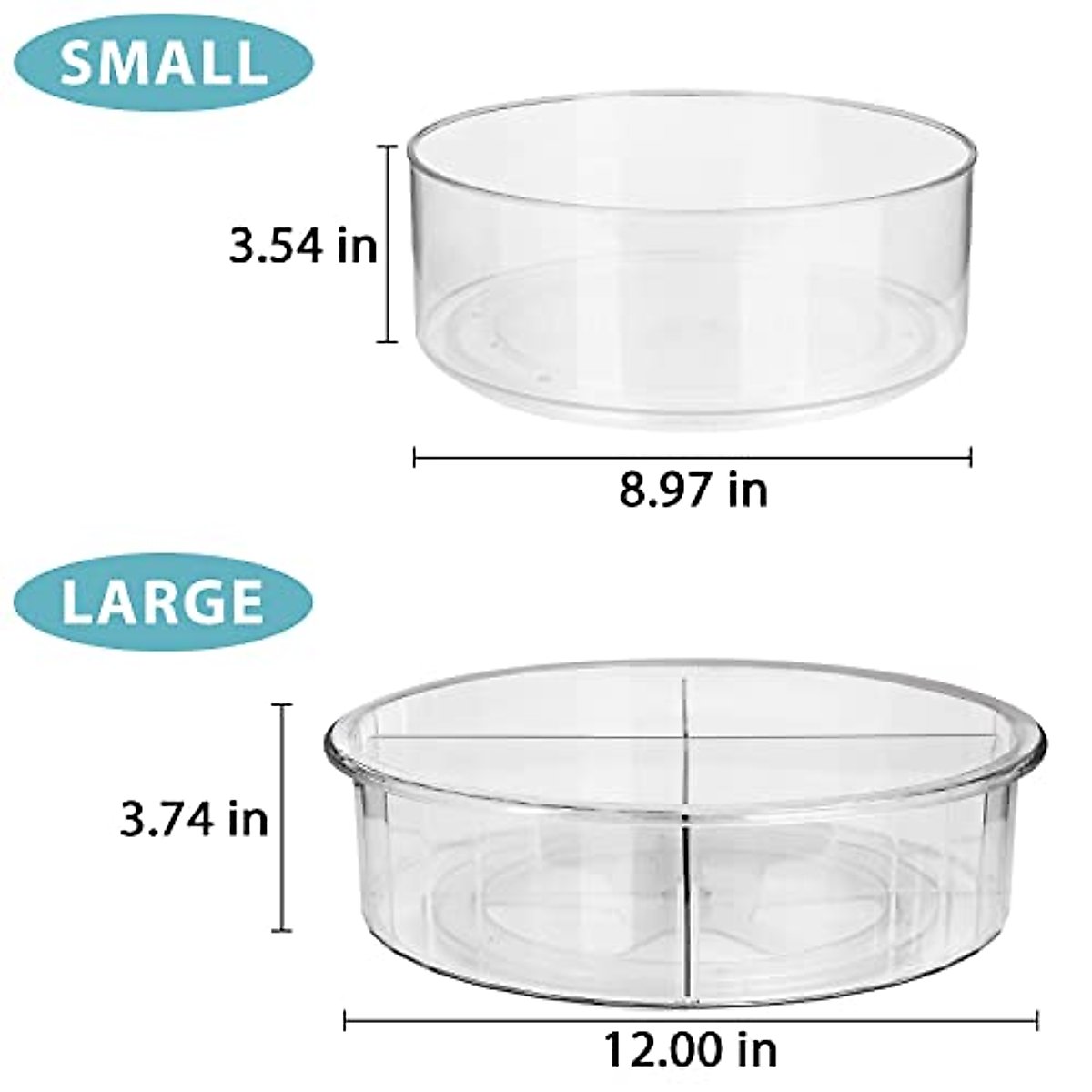 Lazy Susan Oragnizer,2 Pack Turntable Organizer,Fridge Organization,Non-Skid Spice Rack Organizer, Fruit Container, 360 Rotating Storage Container for Home Kitchen,Countertop,Cabinet,Fridge