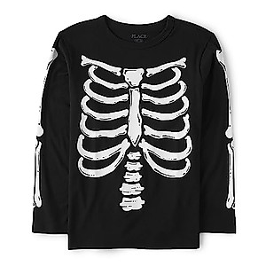 The Children's Place Boys All Holidays Long Sleeve Graphic T-Shirts Halloween Skeleton Glow Medium