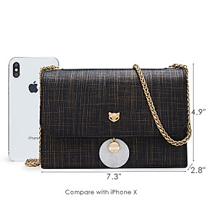 FOXER Women Leather Crossbody Bag Small Crossbody Purse Shoulder Bag Valentine's Day Gift Black, One Size