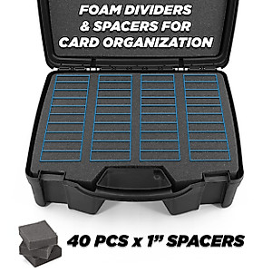 CASEMATIX Trading Card Case Organizer for 3200 Cards - 16" Hard Shell Holder with 40 Dividers and Protective Foam Interior for Card Game Storage