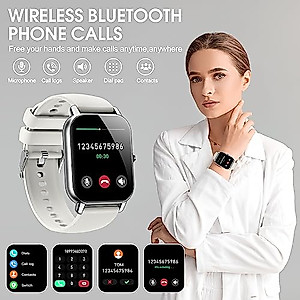 Ddidbi Smart Watch for Men Women(Answer/Make Calls), 1.85" HD Screen Fitness Watch with Sleep Heart Rate Monitor, 112 Sport Modes, IP68 Waterproof Activity Trackers Compatible with Android iOS(White)