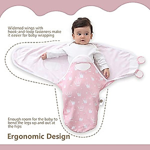 Adjustable Baby Girl Swaddle Blanket & Wrap for 3-6 Months, Organic Newborn Sleep Swaddle Sack with Baby-Friendly Hook & Loop Fatsener, Baby Swaddle Bag for Infant