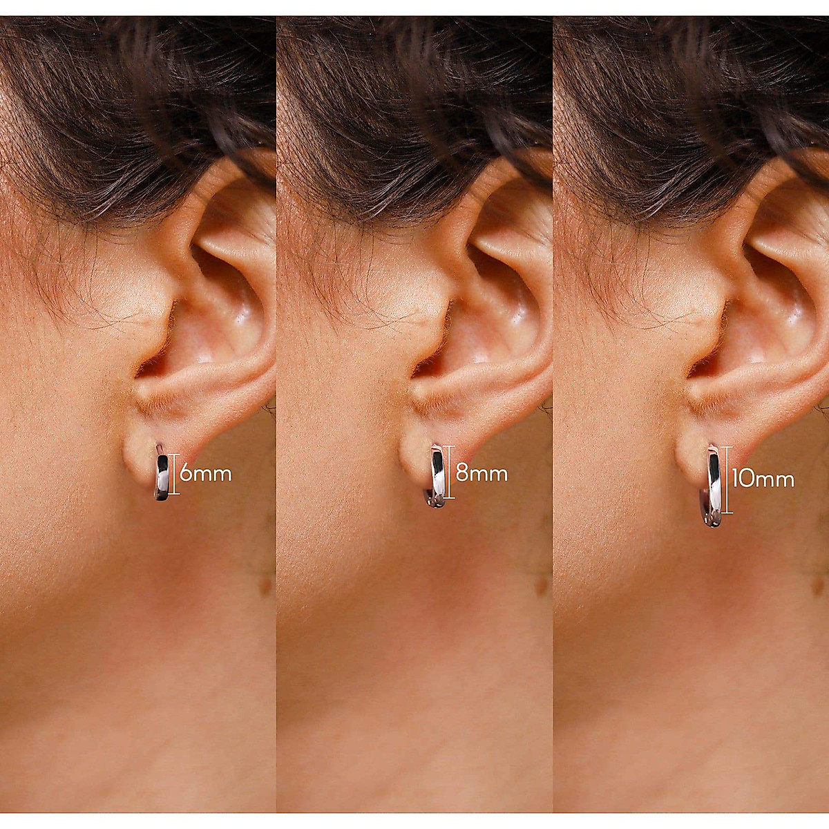 Gold Hoop Earrings Sets Women - 3 Pairs Sterling Silver Small Huggie Cartilage Hoops Hypoallergenic Jewelry for Woman, Mini Thin Surgical Fashion Set for Sensitive Ear (Silver)