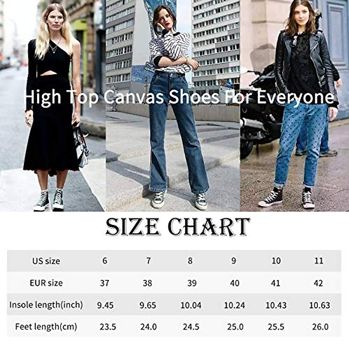 Women's High Top Canvas Shoes Fashion Sneakers Casual Shoes for Walking（Black.US9）