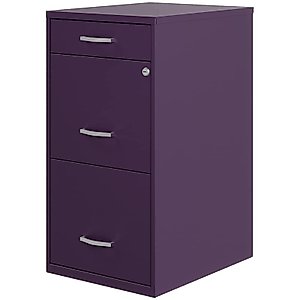 Hirsh Industries Space Solutions 18" D 3 Drawer Metal Organizer File Cabinet Midnight Purple