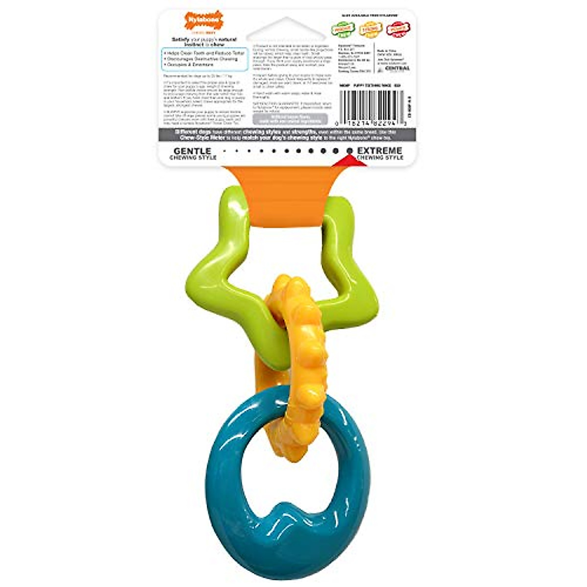 Nylabone Puppy Power Rings Chew Toy - Tough and Durable Puppy Chew Toy for Teething - Puppy Supplies - Bacon Flavor, Small (1 Count)