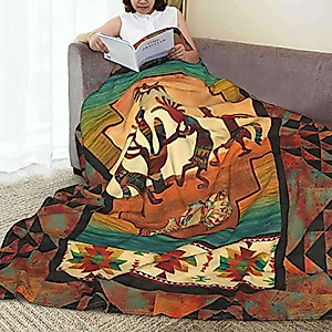 Arizona Kokopelli Retro Flute Art Full Fleece Throw Cloak Wearable Blanket Flannel Fluffy Comforter Quilt Nursery Bedroom Bedding King Size Plush Soft Cozy Air Conditioner Blanket