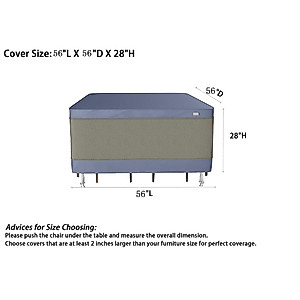 Garden Balsam Waterproof Square Patio Table and Chair Cover Blue Grey 56" L X 56" D X 28" H Outdoor General Purpose Furniture Covers Patio Furniture Set Cover