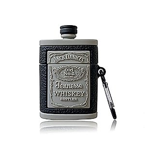 LinmoonG for Airpod 2/1 Case , 3D Cute Cartoon Kawaii Funny Cover Fashion Drink Bottle Design,Accessories with Keychain,for Girls Boys Kids Women Teens Airpods case (Whiskey Bottle)