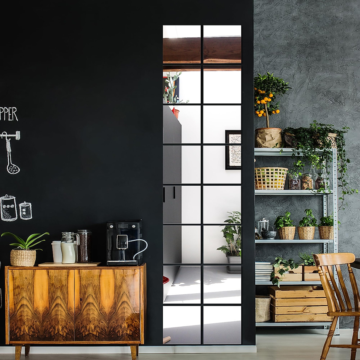 Delma Glass Full Length Wall Mirror Tiles, 14'' x 12'' x 4PCS, Frameless Full Body Mirror Tiles for Bedroom, Full Length Mirror Wall Mounted for Home Gym, Door (Glass - 14'' x 12'' - 4PCS)