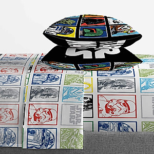 Jay Franco Star Wars Classic Grid Queen Sheet Set - 4 Piece Set Super Soft and Cozy Kid’s Bedding Features Luke Skywalker & Darth Vade - Fade Resistant Microfiber Sheets (Official Star Wars Product)