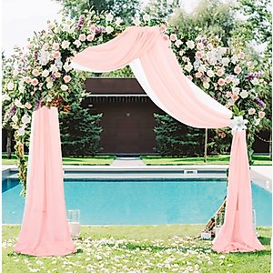 ShinyBeauty Wedding Arch Drapes White 2 Panels 20FT Chiffon Fabric Drapery Light Peach Wedding Arches for Wedding Ceremony Sheer Backdrop Curtains for Party Ceremony Arch Stage Decorations