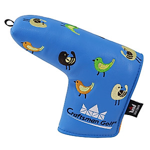 Craftsman Golf Birdie Birds Blue Blade Putter Cover Headcover for Odyssey Scotty Cameron (Blade Putter Cover)