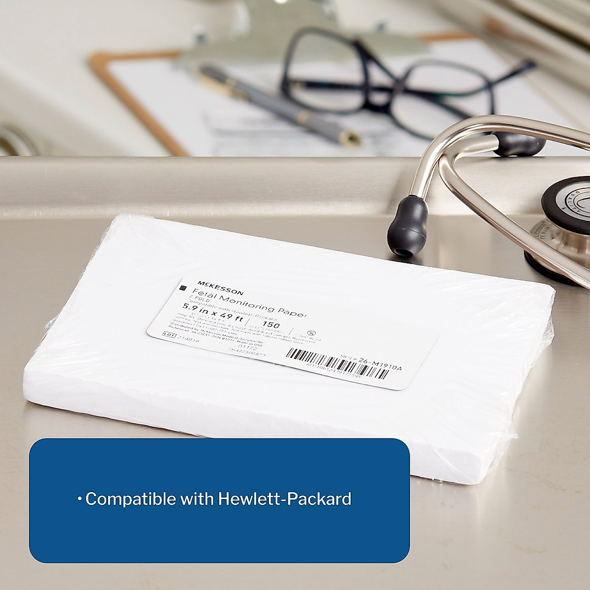 McKesson Fetal Monitoring Paper, Red Grid Thermal Paper, 6 in x 47 ft, 150 Count, 1 Pack