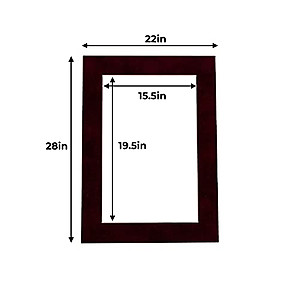 22x28 Mat for 16x20 Photo - Precut Dark Red Suede Picture Matboard for Frames Measuring 22 x 28 Inches - Bevel Cut Matte to Display Art Measuring 16 x 20 Inches - Acid Free ONE MAT