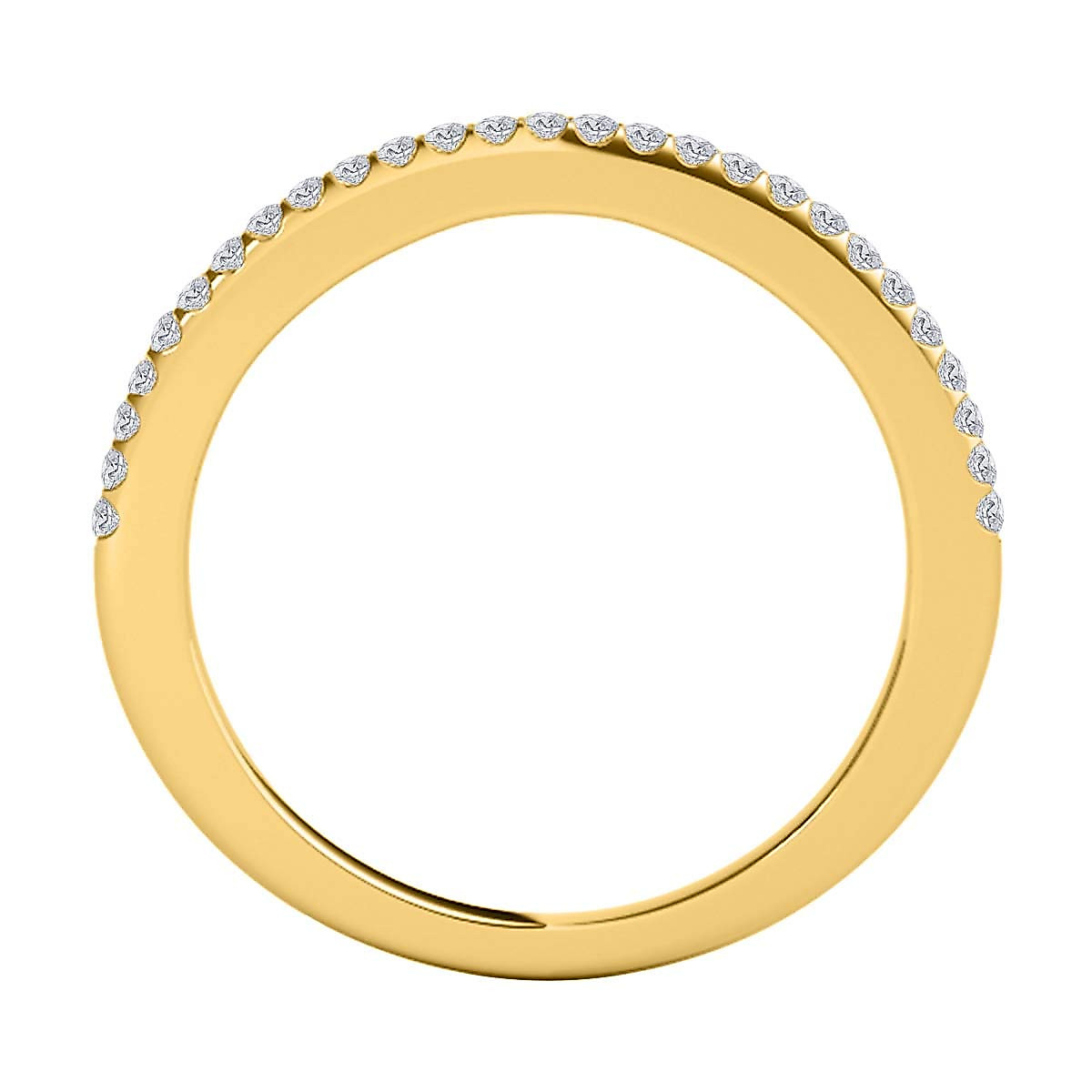 MauliJewels Rings for Women 0.14 Carat Diamond Wedding Band 4-prong 14K Solid Yellow Gold Ring Size - 6