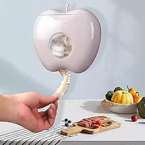 Plastic Wrap Storage Box,2024 Thickened Cling Film Sleeve Storage Box With 100pc Plastic Wrap,Apple Shaped Wall-Mounted Plastic Food Wrap Bag Storage Dispenser,Storage Organizer for Fresh Keeping Bag